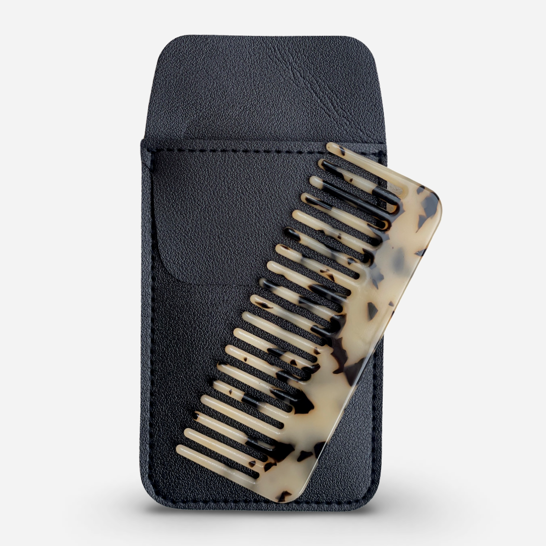 HAIR COMB + POUCH IN BLACK/TORTOISESHELL – One Pilates Studios