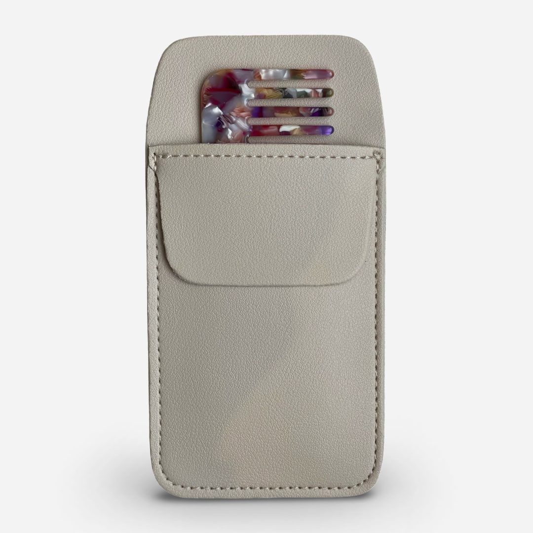 HAIR COMB + POUCH IN CREAM/MULTI – One Pilates Studios